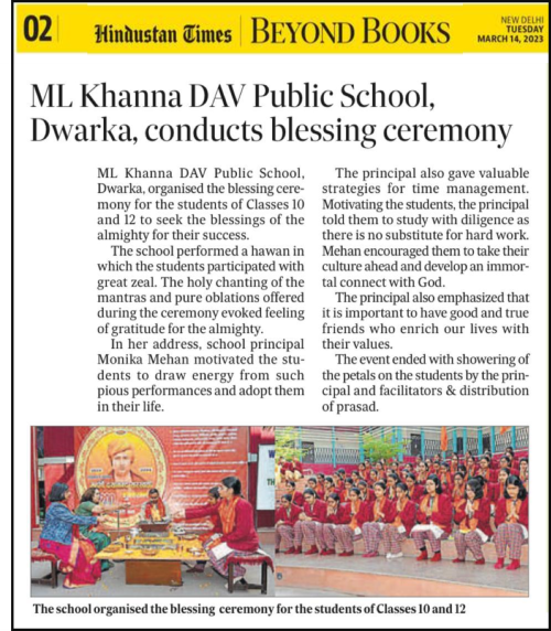 Welcome M.L. KHANNA DAV PUBLIC SCHOOL , Dwarka